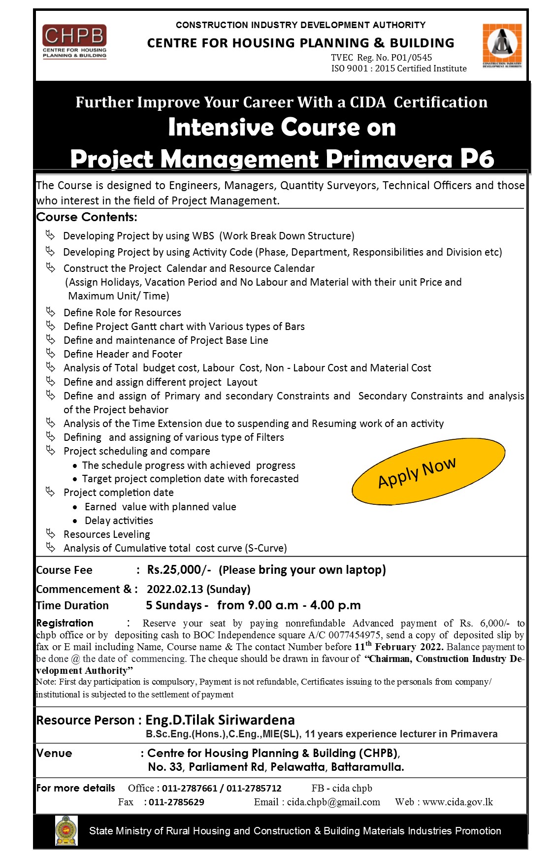 CCD Program : Construction Industry Development Authority