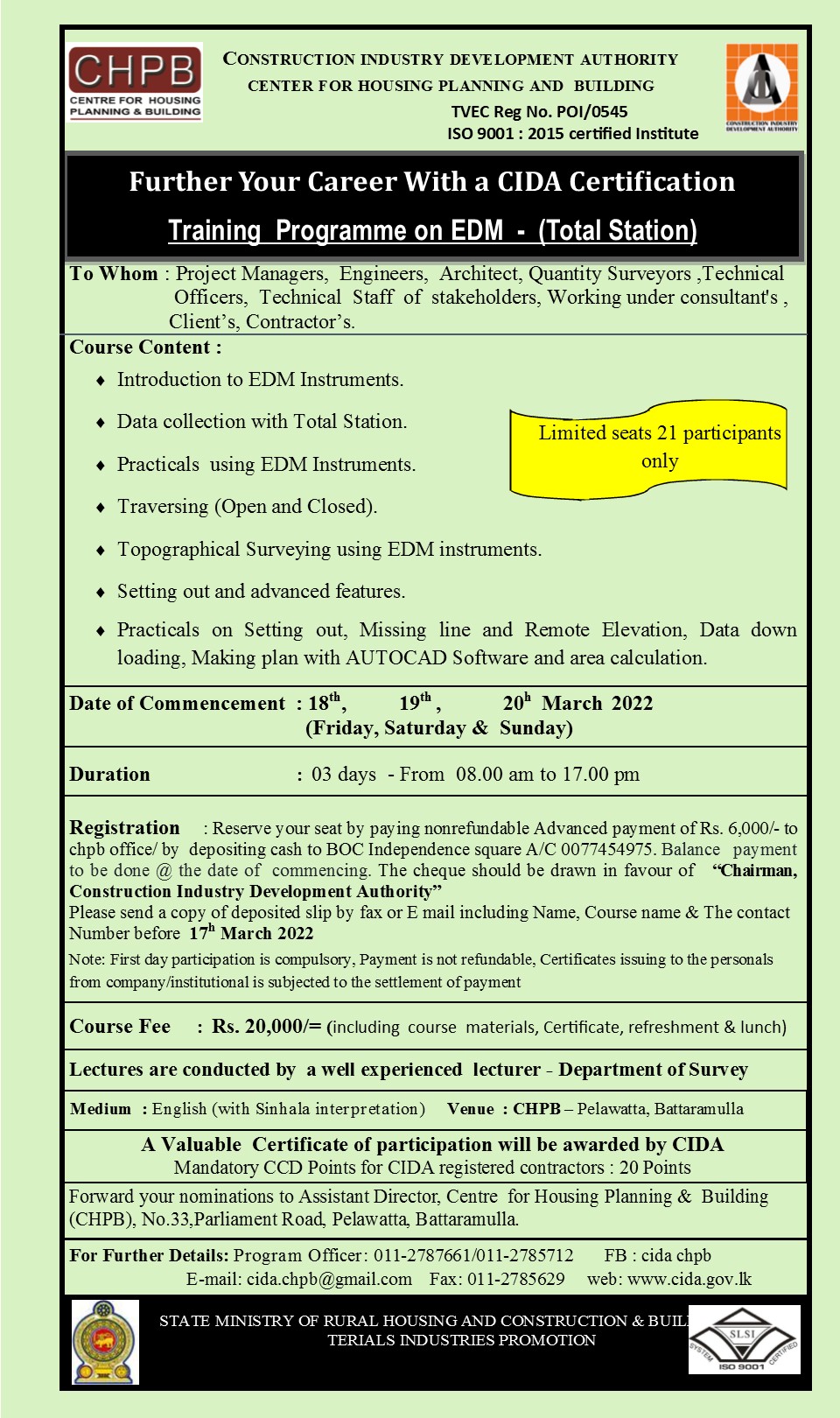 CCD Program : Construction Industry Development Authority