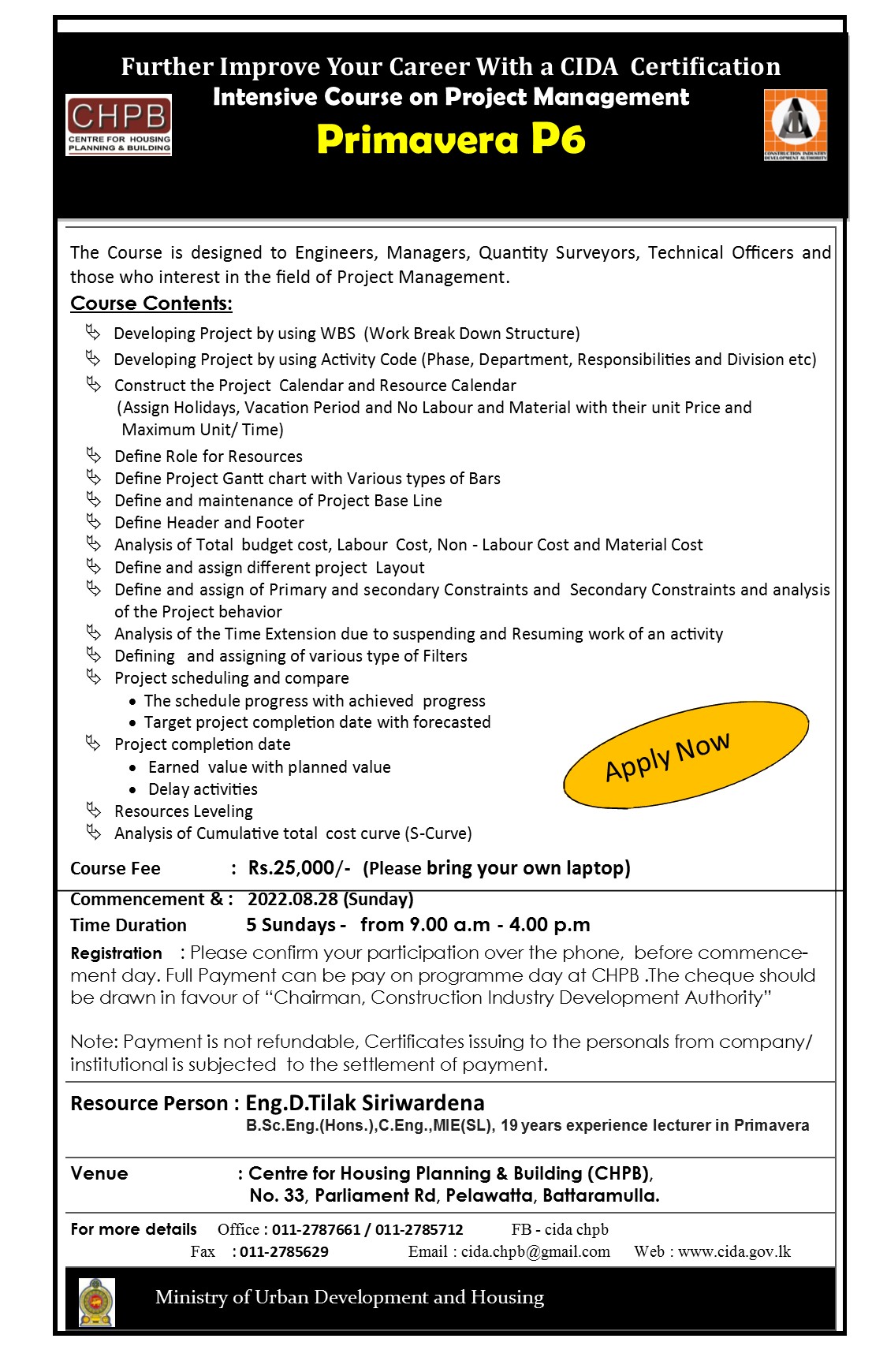 CCD Program : Construction Industry Development Authority