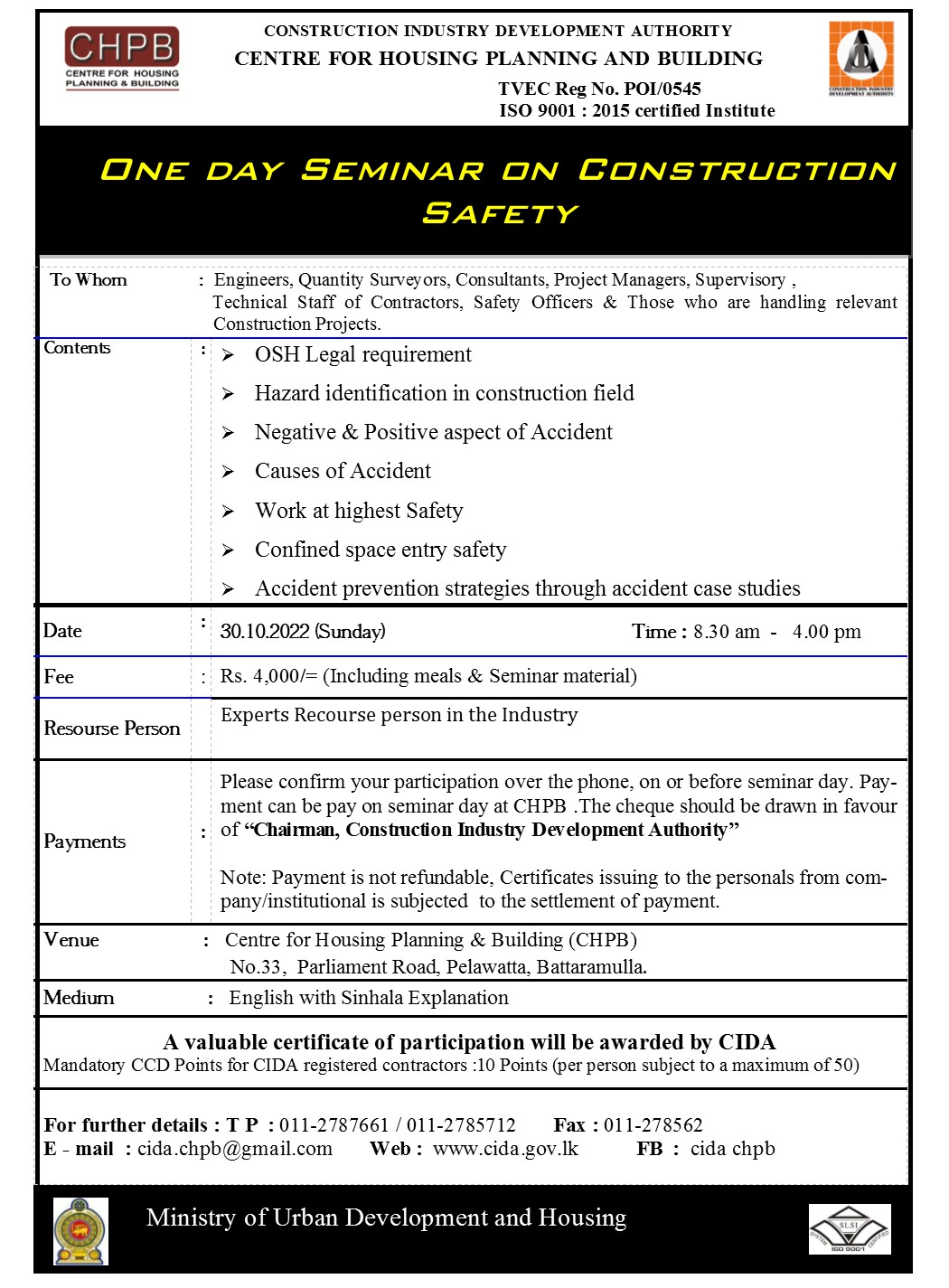 CCD Program : Construction Industry Development Authority