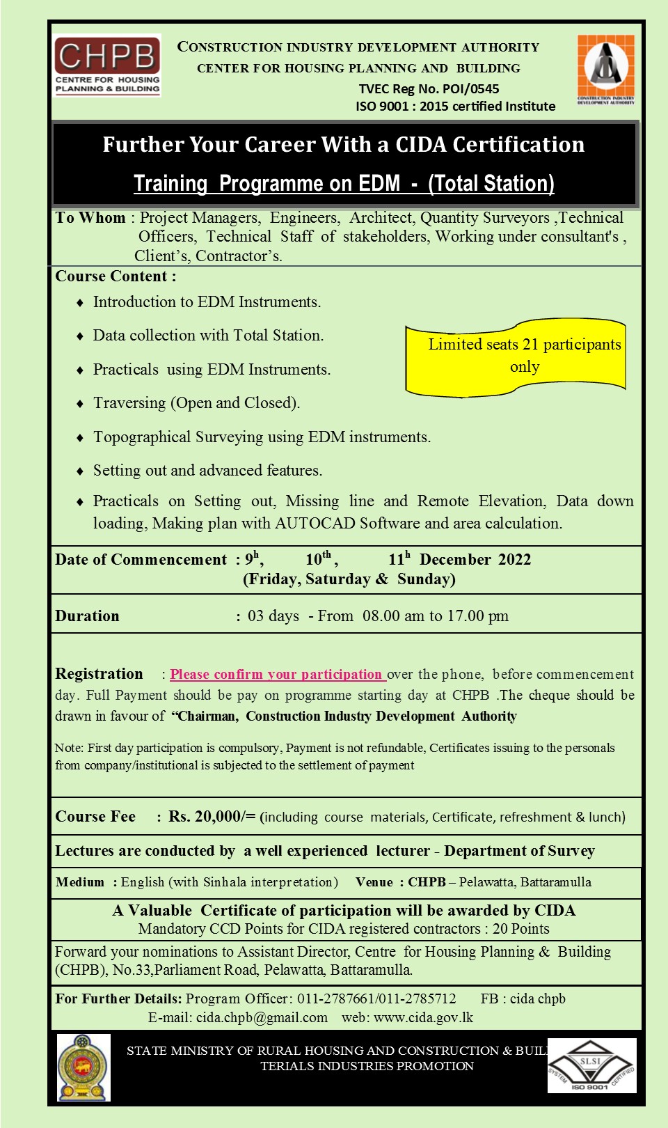 CCD Program : Construction Industry Development Authority