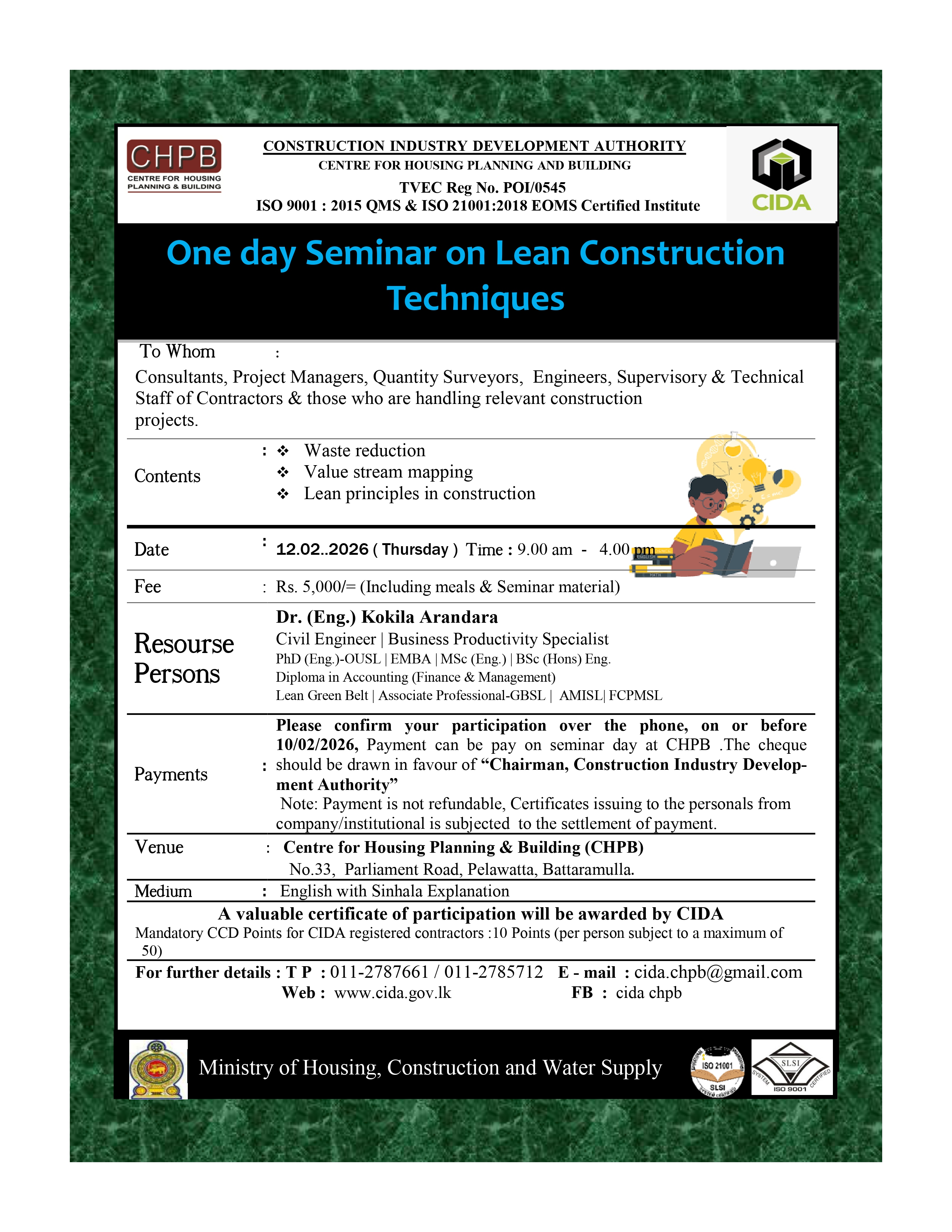 CCD Program : Construction Industry Development Authority