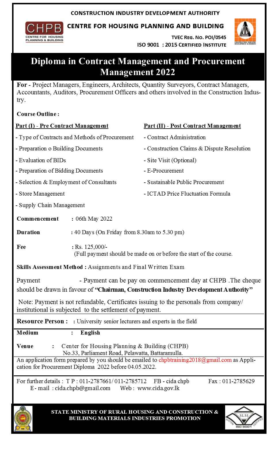 Scheduled Training Programs and Courses