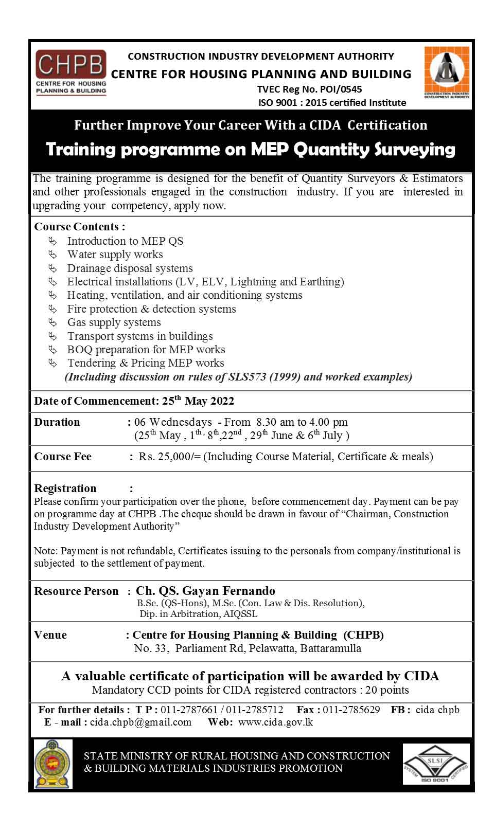 Scheduled Training Programs and Courses